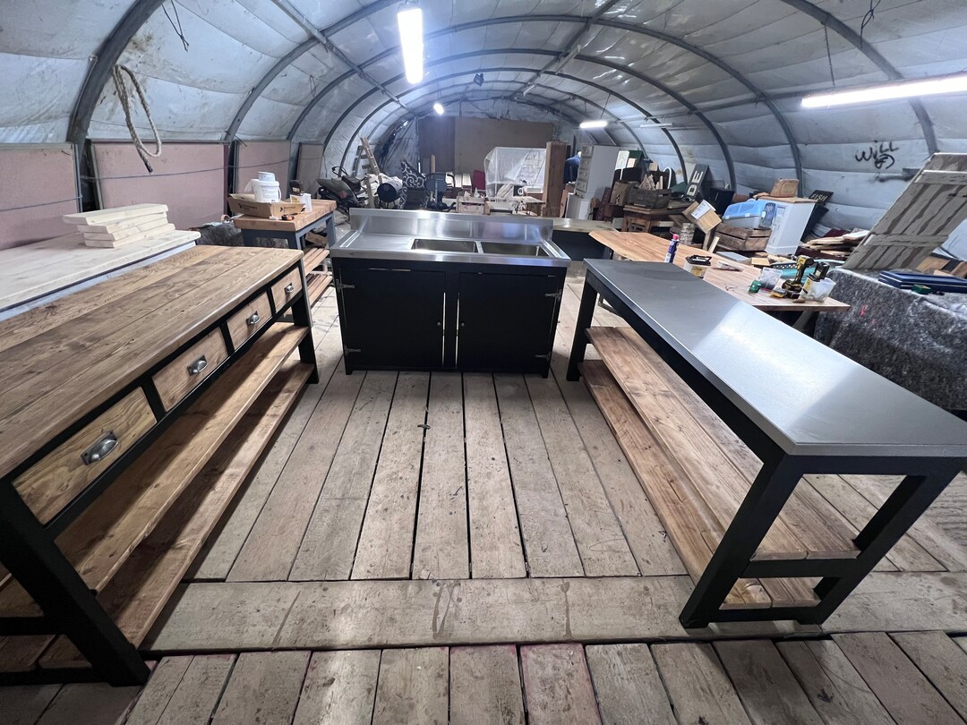 Stainless Steel Topped Kitchen Island and Work Benches - Etsy