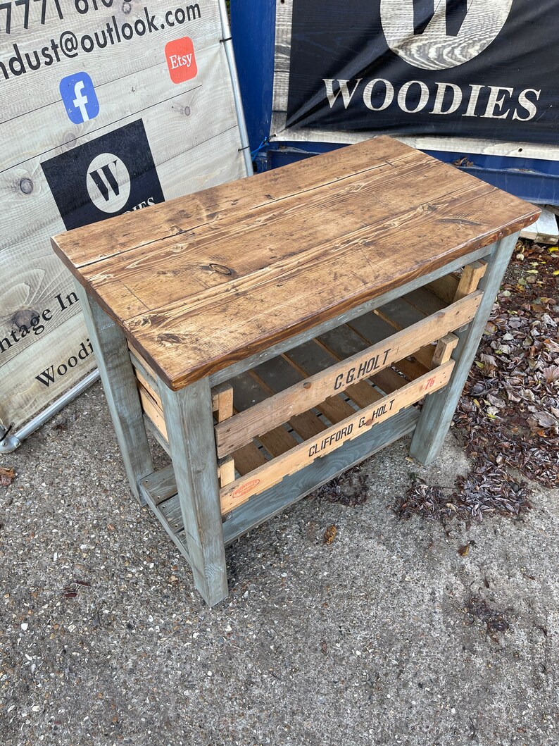 Kitchen Rustic Butchers Block Shown in Distressed Blue - Etsy UK