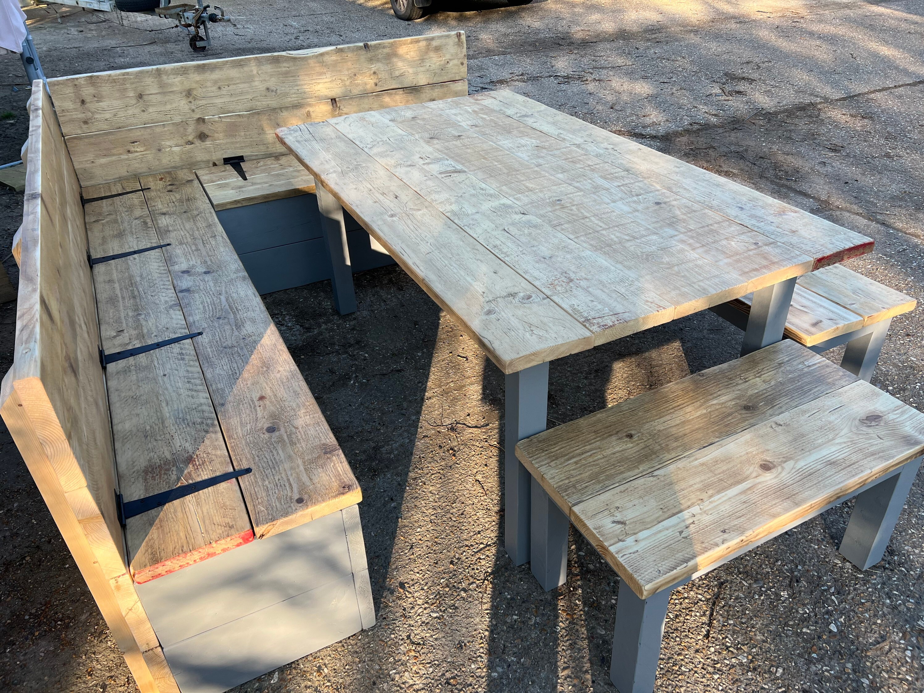 Storage Bench Seating With Dining Table and Bench Set - Etsy UK