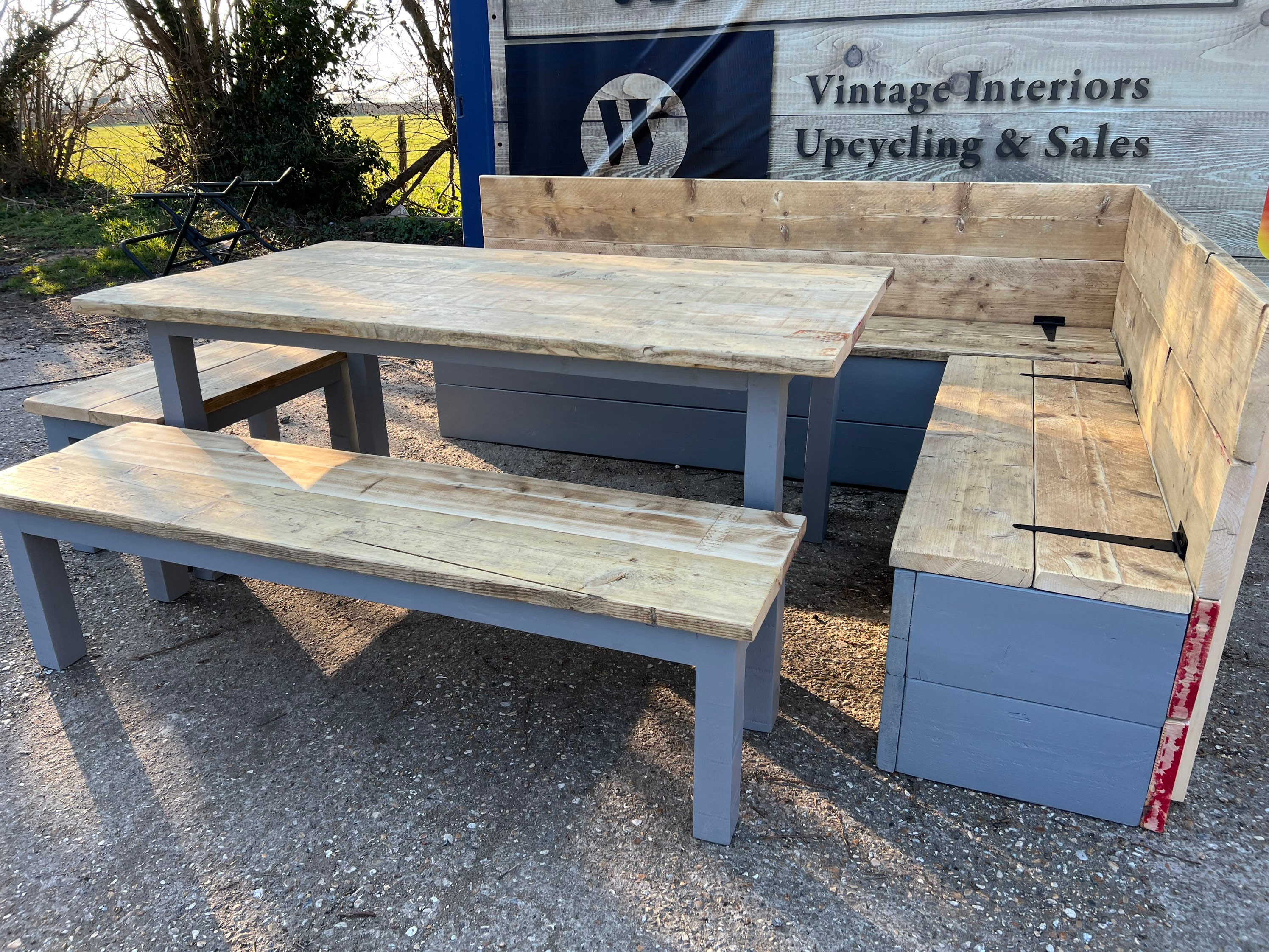 Storage Bench Seating With Dining Table and Bench Set - Etsy UK
