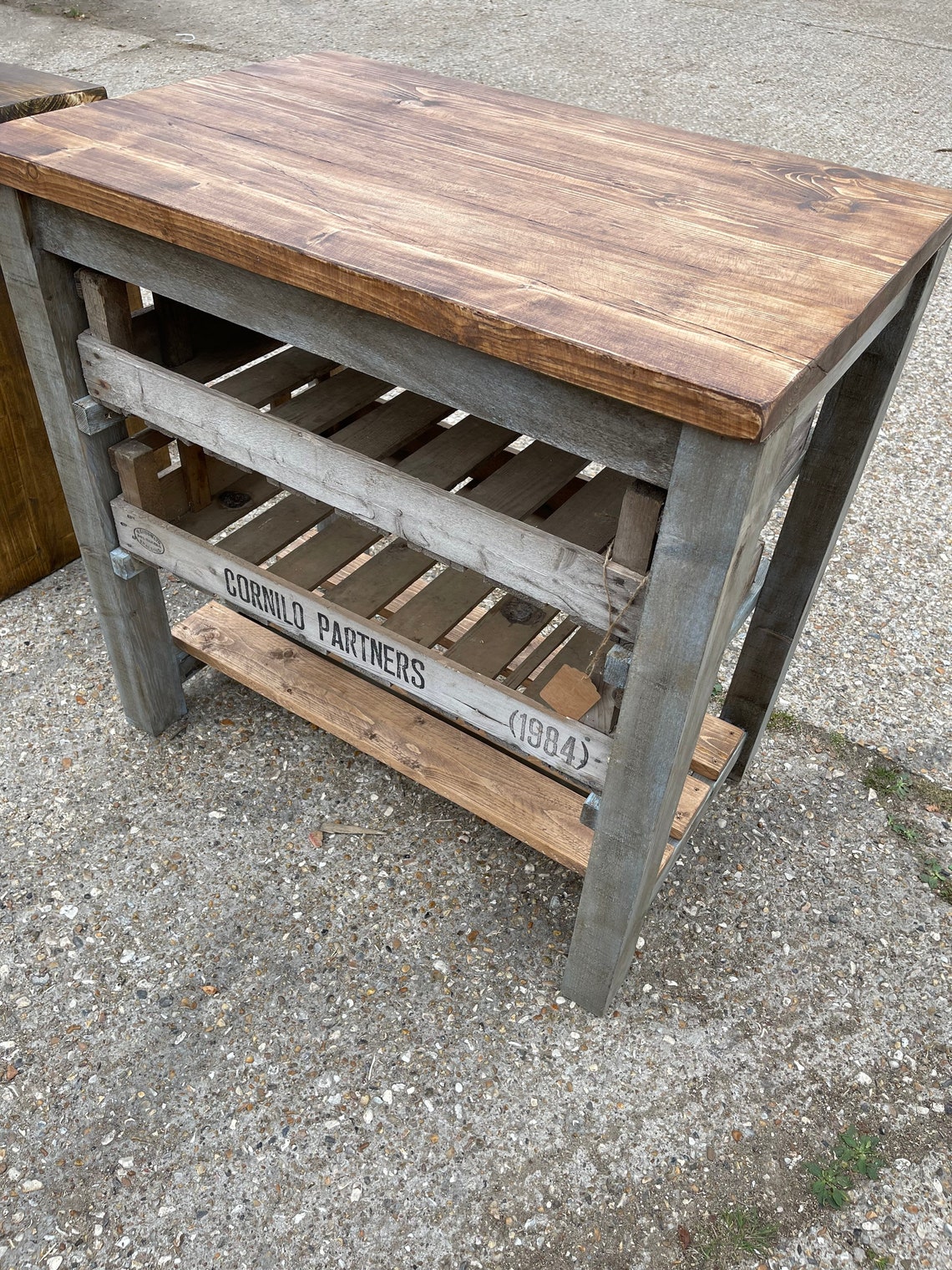 Kitchen Butchers Block Shown in Distressed Blue - Etsy UK