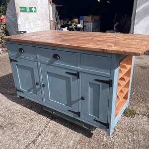 Rustic Farmhouse Kitchen Island With Wine Rack and Spice Rack - Etsy UK