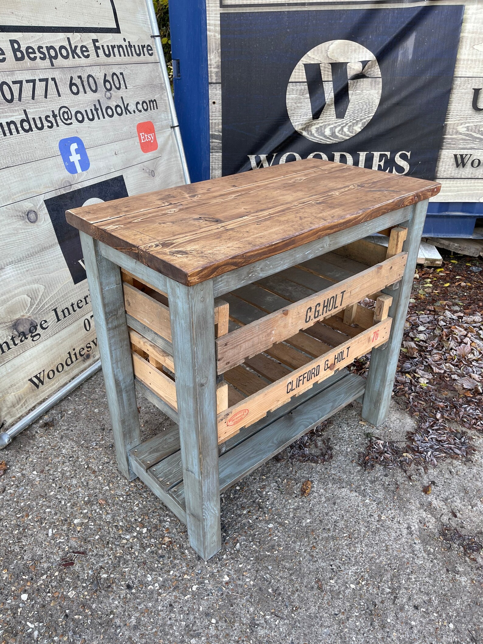 Kitchen Rustic Butchers Block Shown in Distressed Blue - Etsy