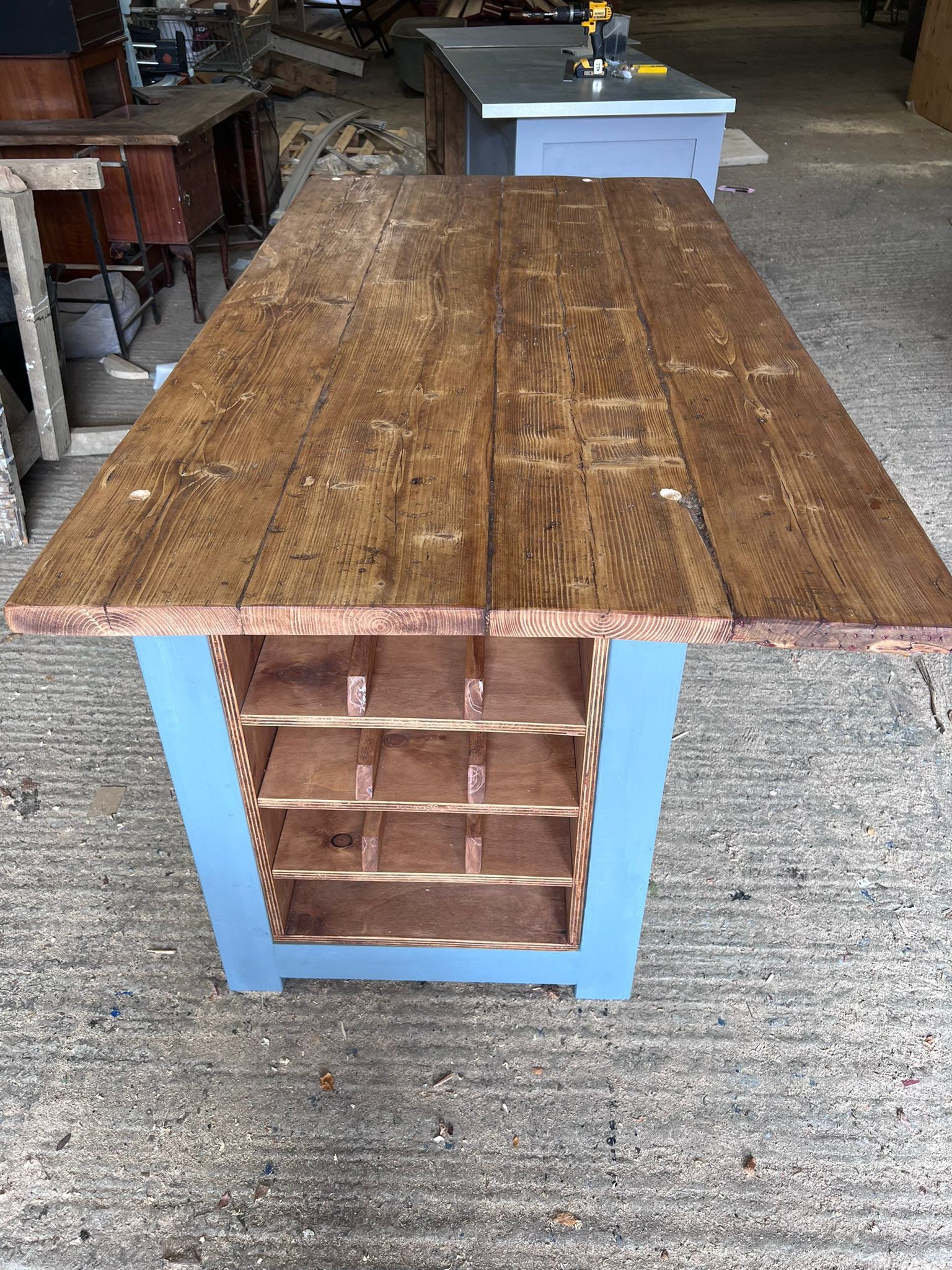 Rustic Farmhouse Kitchen Island With Wine Rack and Spice Rack - Etsy UK