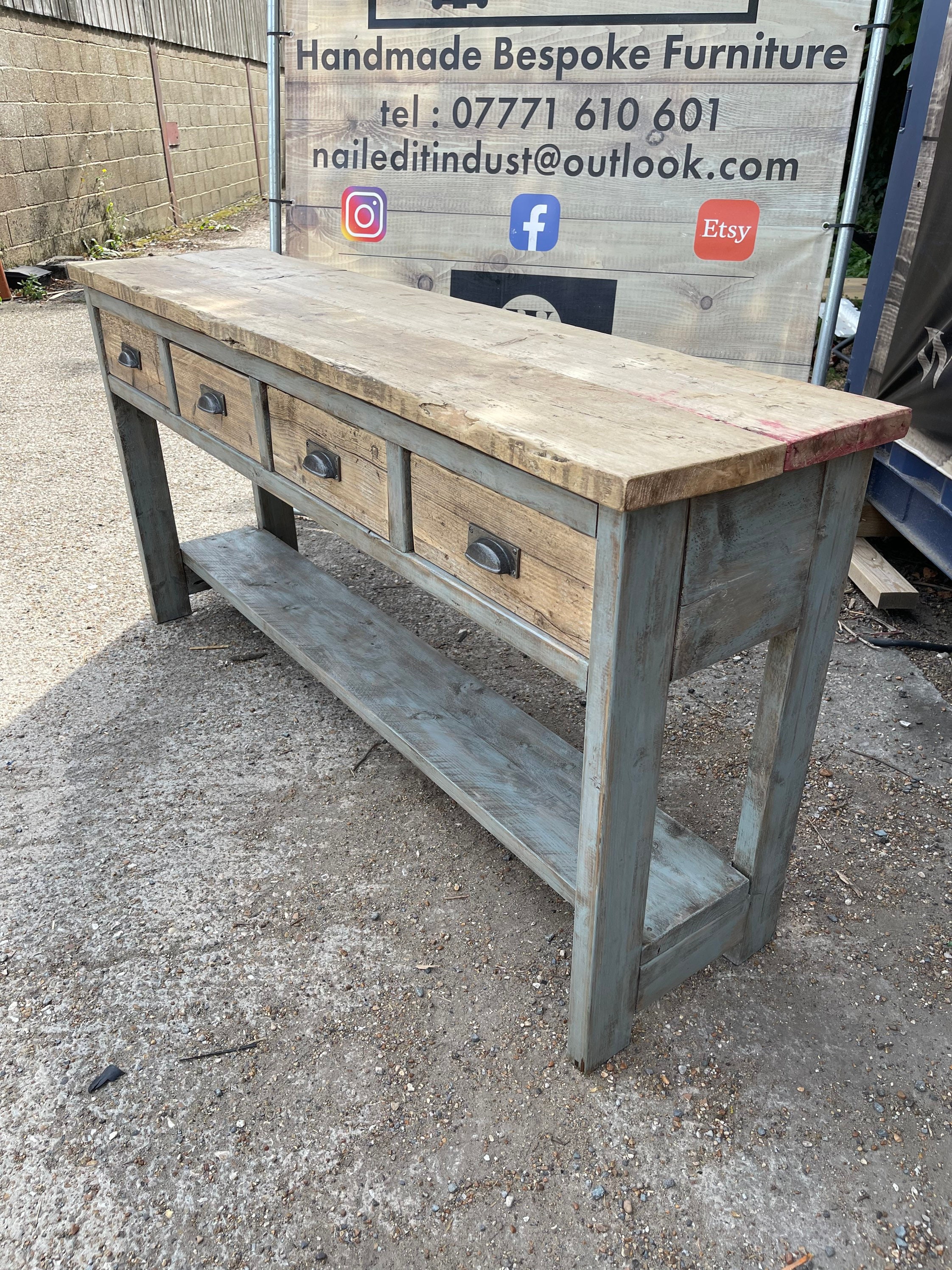 Reclaimed Farmhouse Console Table - Etsy UK