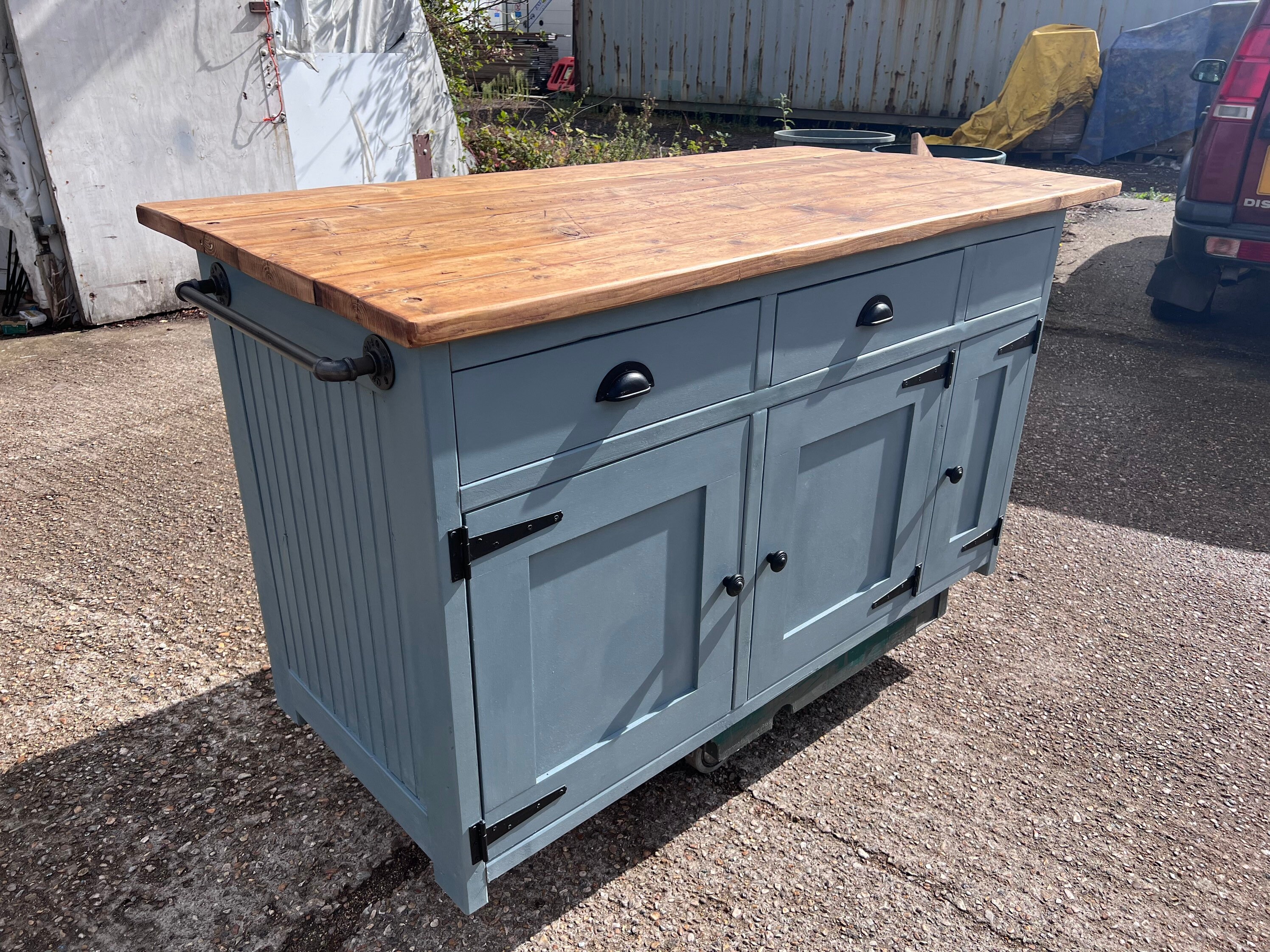 Rustic Farmhouse Kitchen Island With Wine Rack and Spice Rack - Etsy UK