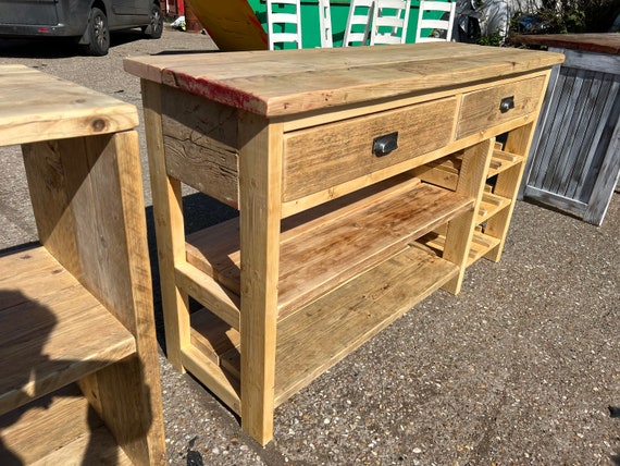 Rustic Farmhouse Kitchen Island With Integrated Wine Rack - Etsy