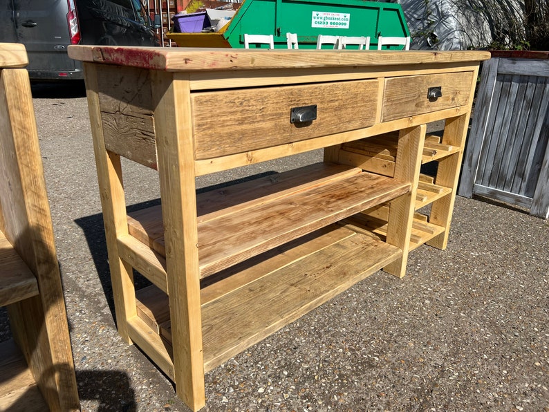 Rustic Farmhouse Kitchen Island With Integrated Wine Rack - Etsy
