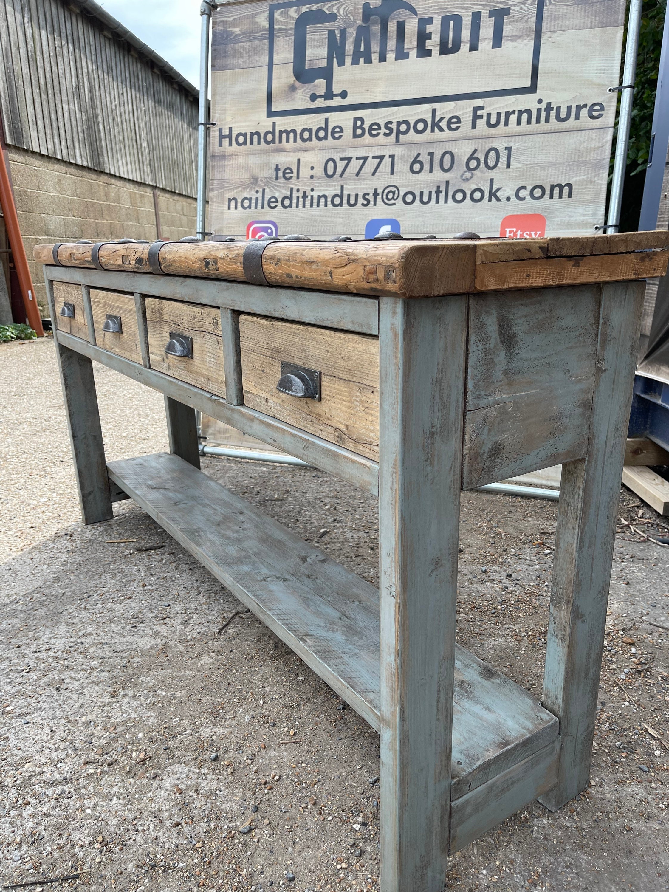 Reclaimed Farmhouse Console Table | Etsy