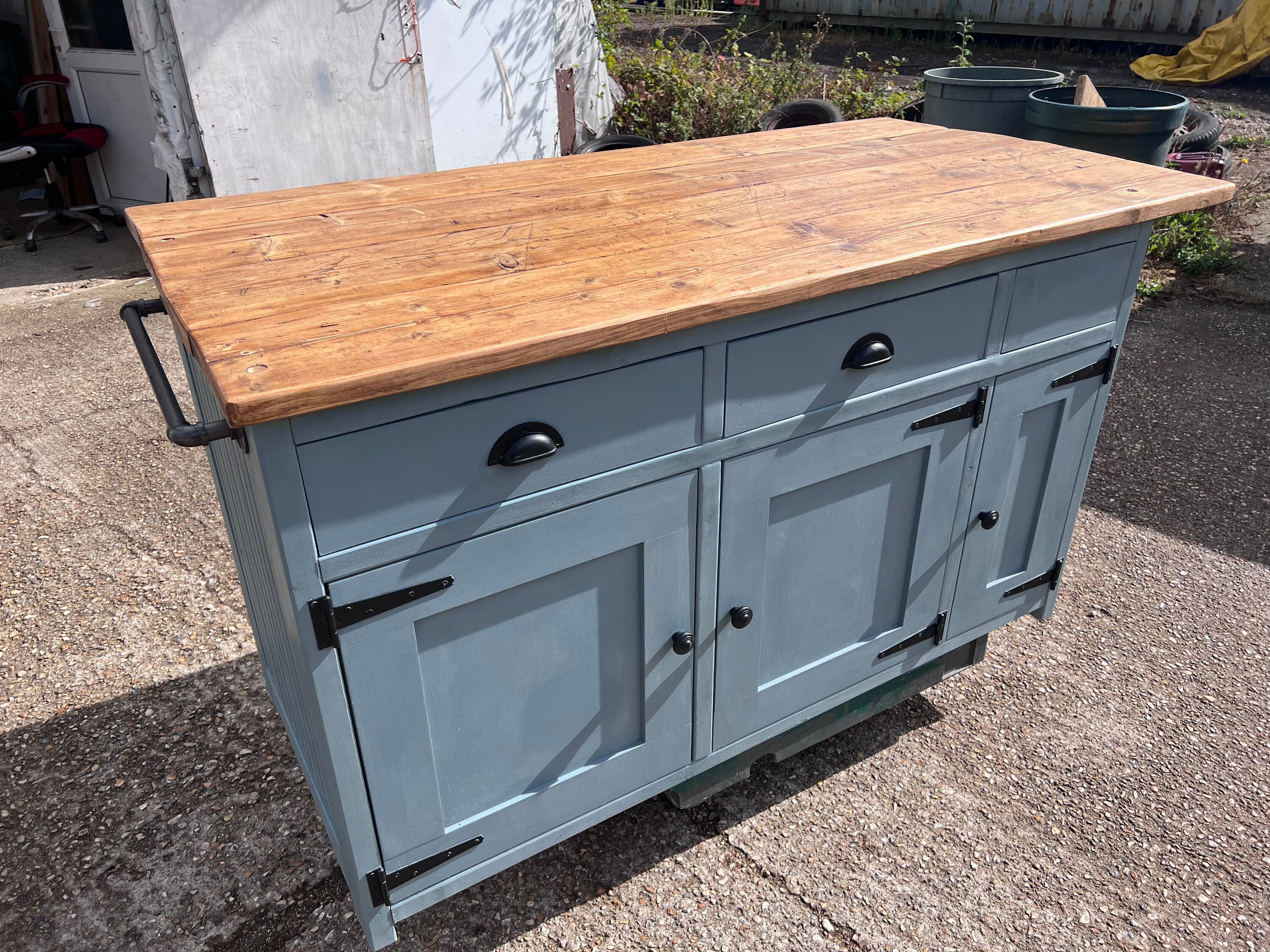 Rustic Farmhouse Kitchen Island With Wine Rack and Spice Rack - Etsy UK