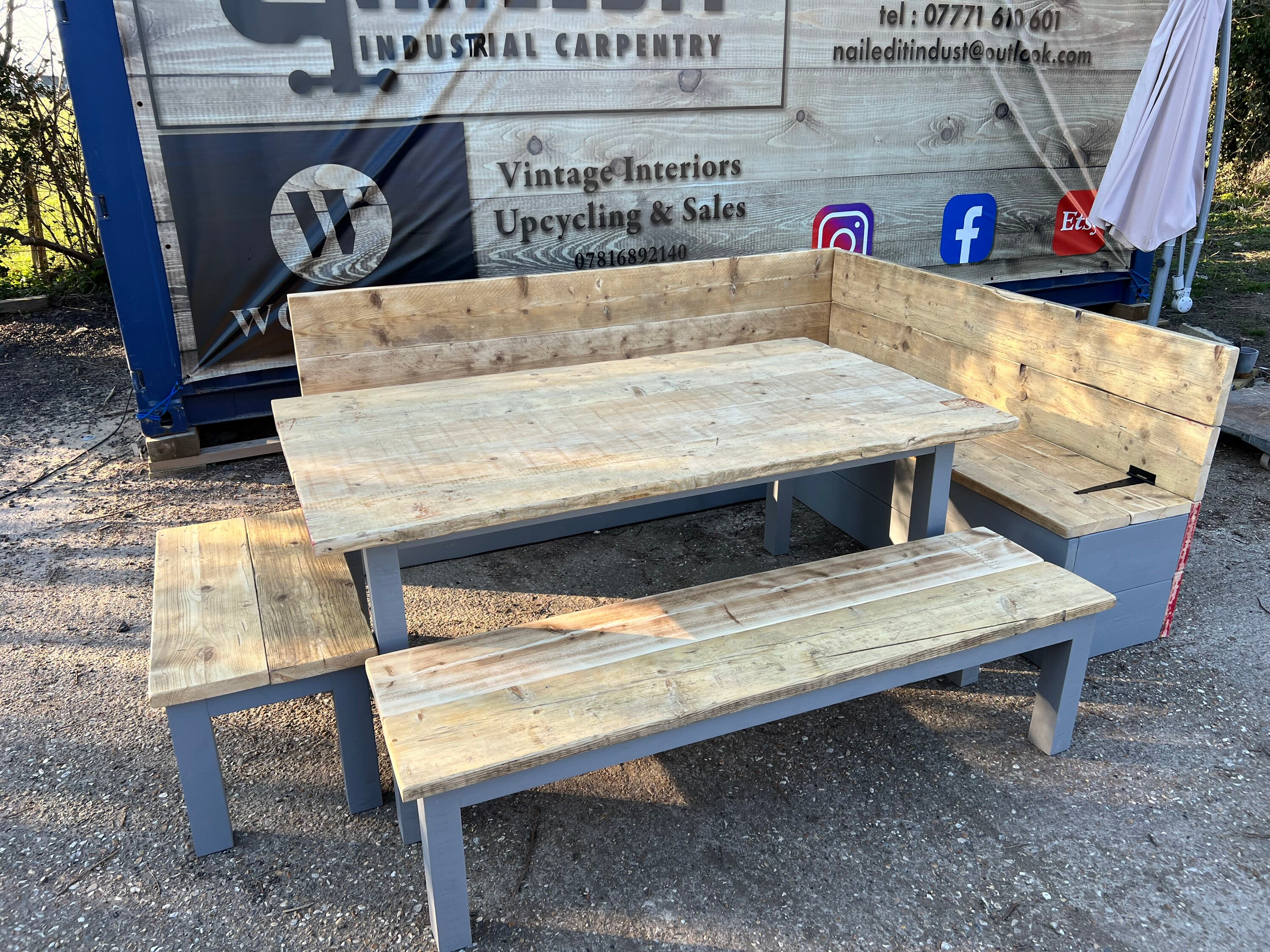 Storage Bench Seating With Dining Table and Bench Set - Etsy UK