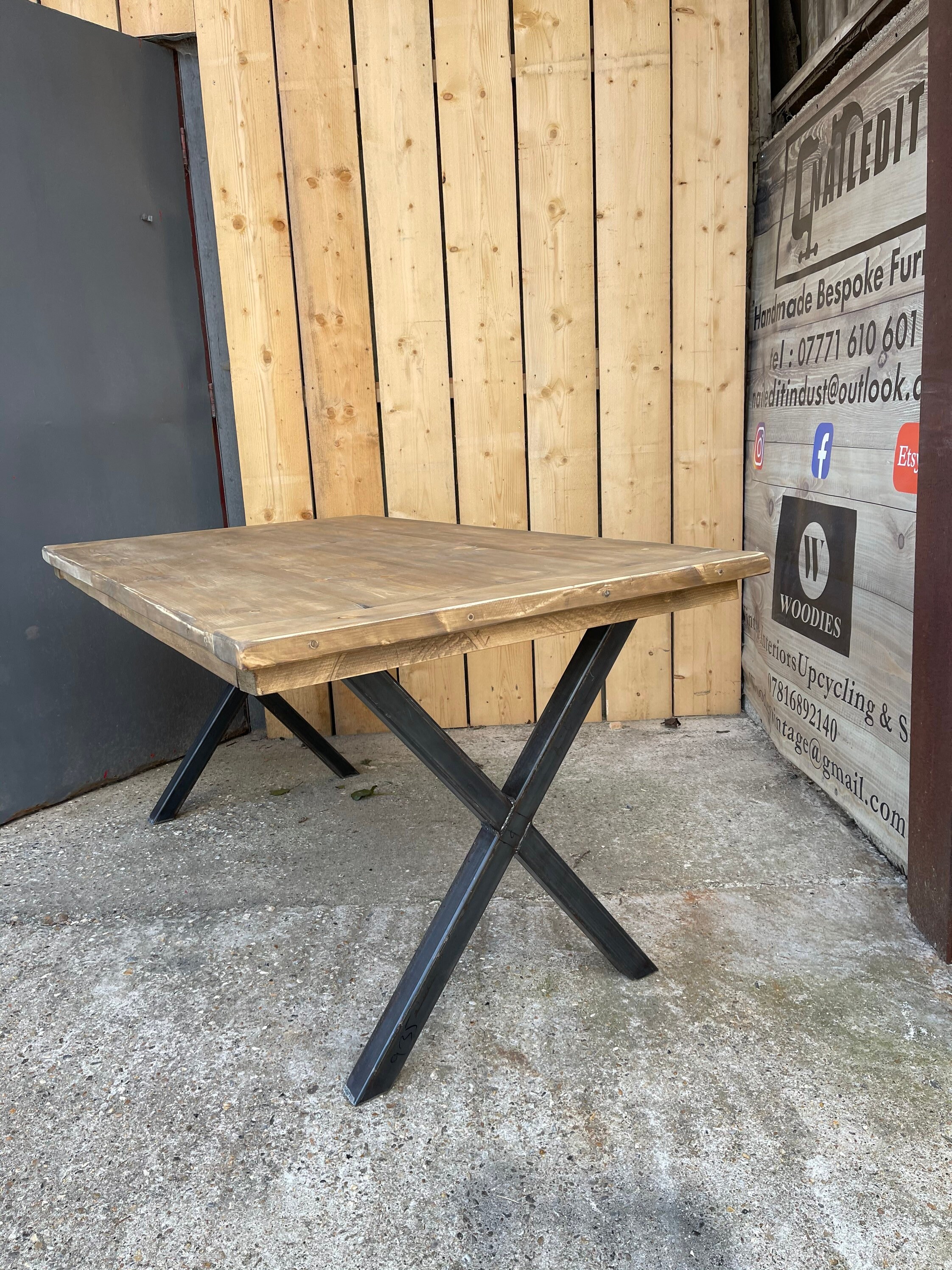 Reclaimed Scaffold Board X Frame Table - Etsy UK