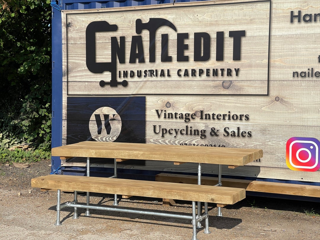 Outdoor Sleeper Table Scaffold Pole Table and Bench Sets - Etsy UK