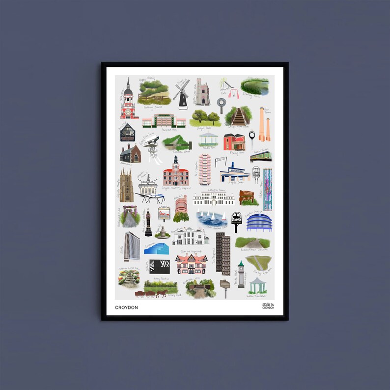 Croydon Tour Print, Croydon Landmarks, Croydon Parks, Croydon Print ...