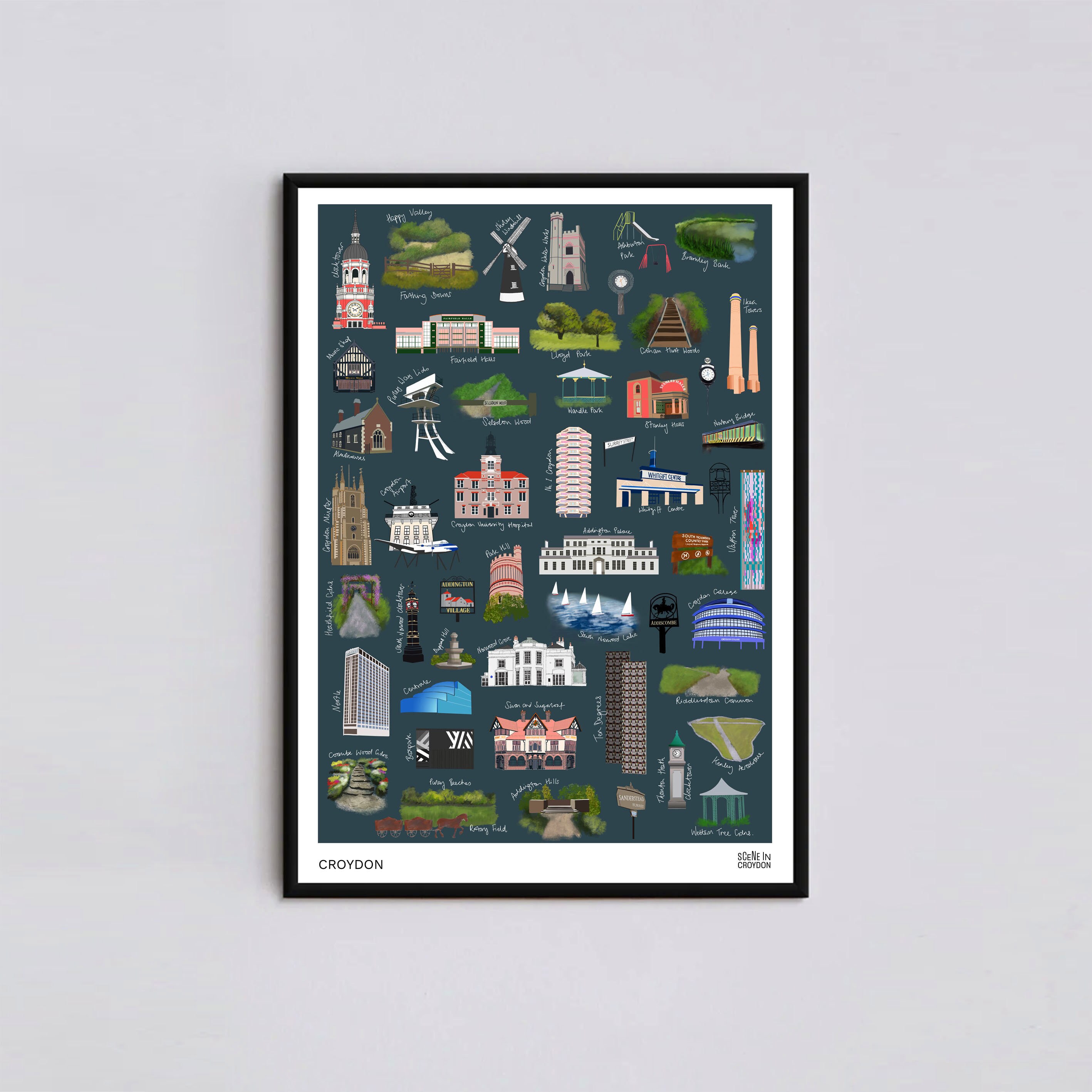 Croydon Tour Print, Croydon Landmarks, Croydon Parks, Croydon Print ...
