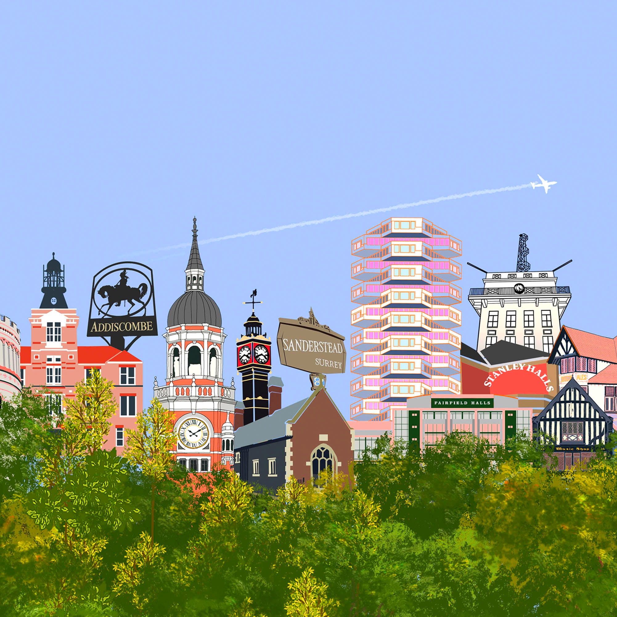 Croydon Vista Print, Croydon Art, Croydon Illustration, Croydon Poster ...