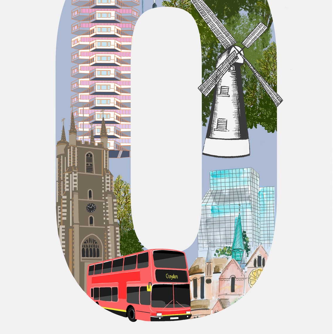 Croydon CR0 Artwork, Croydon Art, Croydon Print, Croydon Illustration ...
