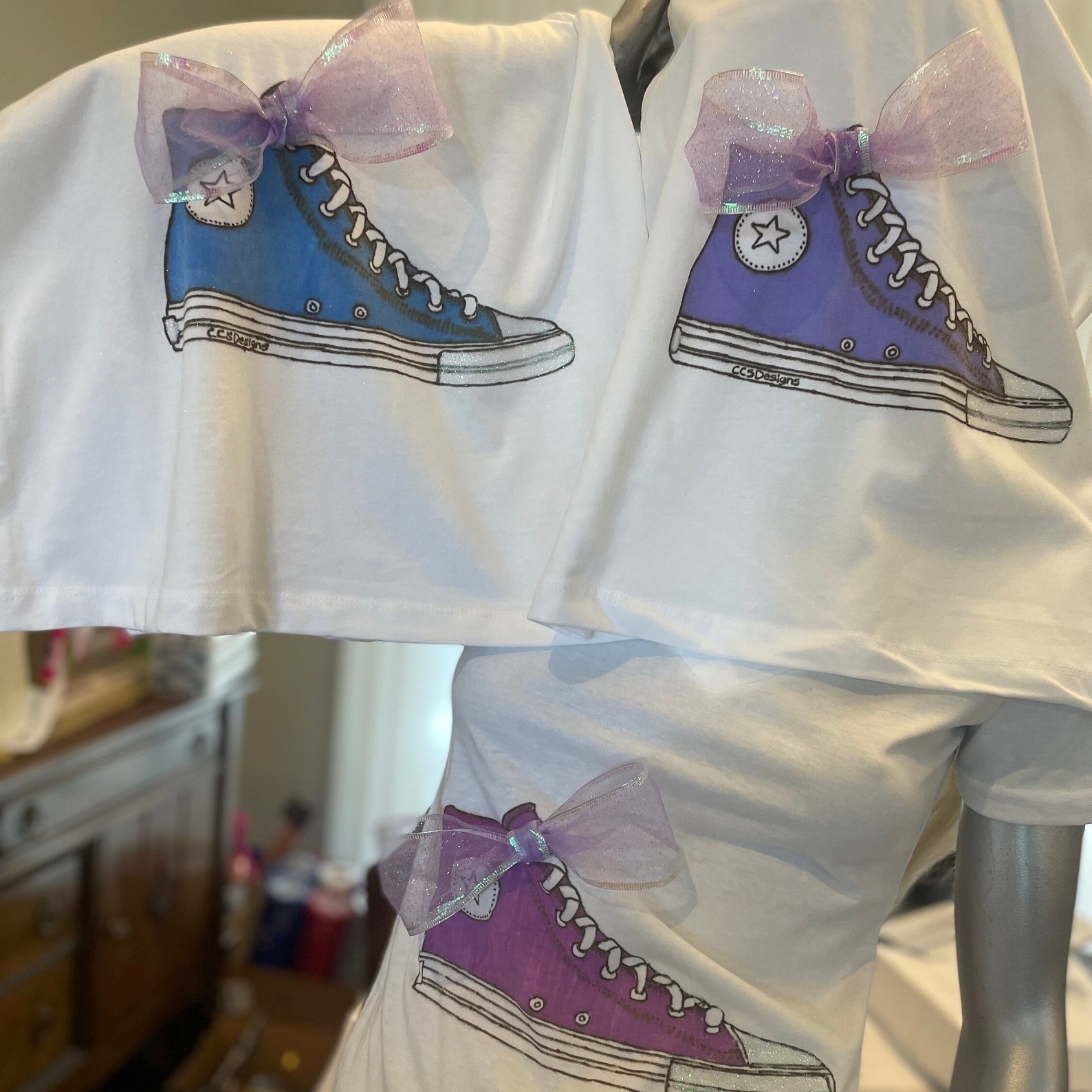 Coloured Converse Hand Drawn Tees - Etsy