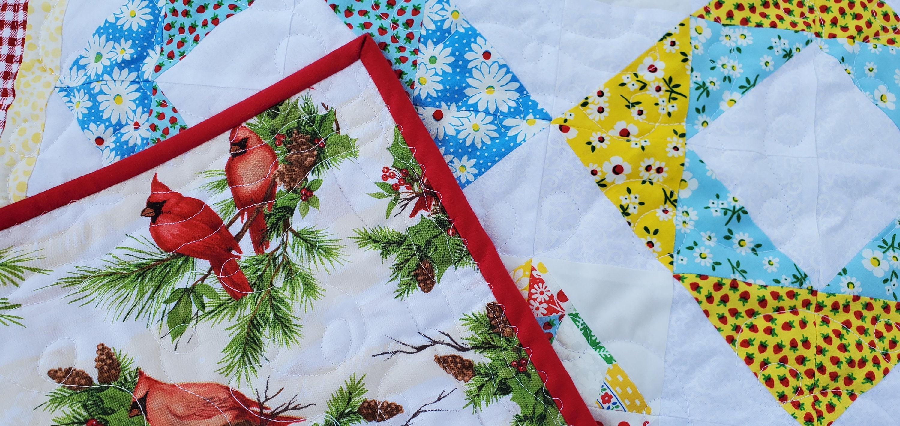 Vintage Inspired Kitchen Table Topper Reversible Redbird Cardinal ...