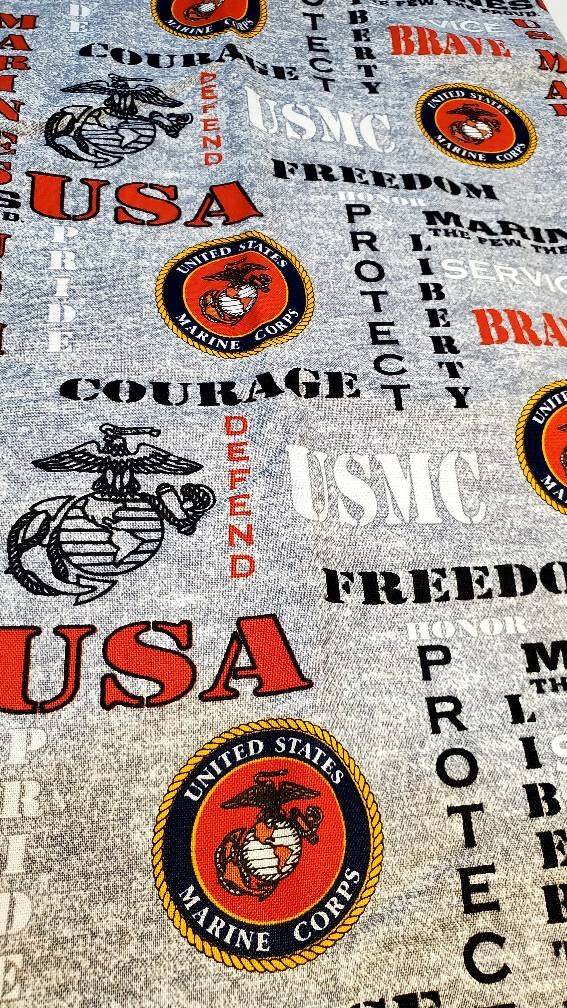 US Marines Military Branch Fabric USMC Fabric Yardage Sykel Enterprises ...