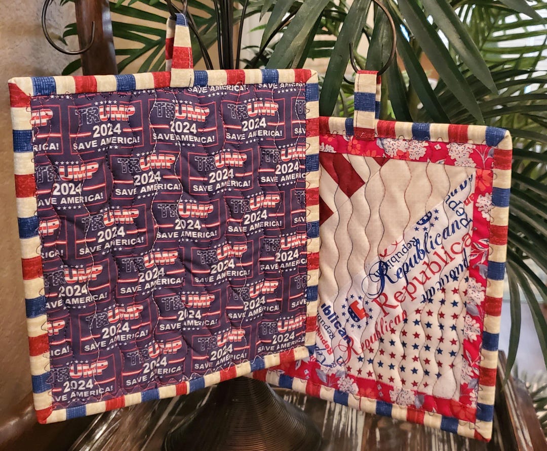 Patriotic Republican Trump 2024 Potholders Reversible Set of Two ...