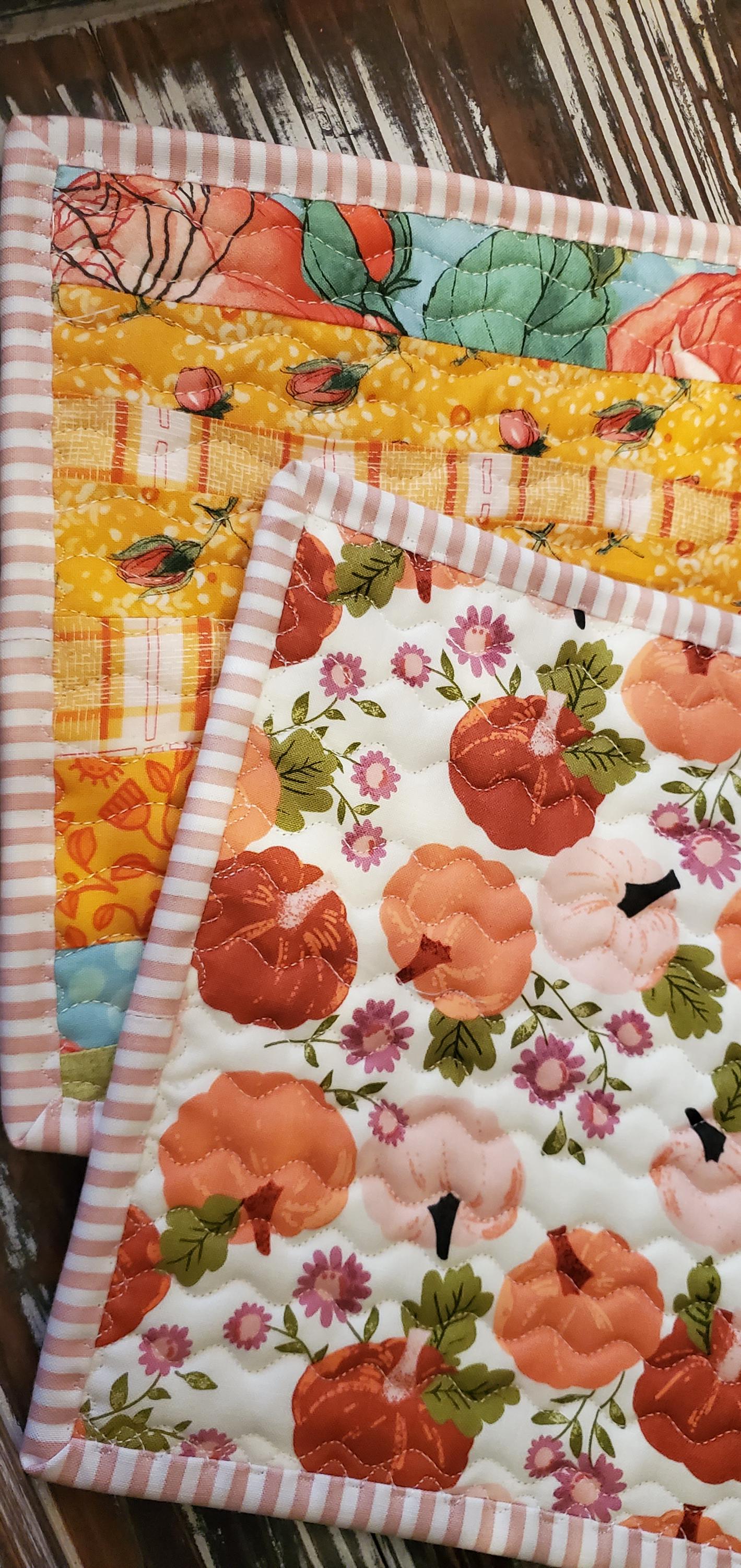 Potholders Reversible Set of Two Handmade Decorative Quilted Potholders ...