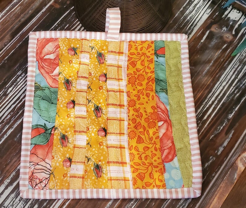 Potholders Reversible Set of Two Handmade Decorative Quilted Potholders ...