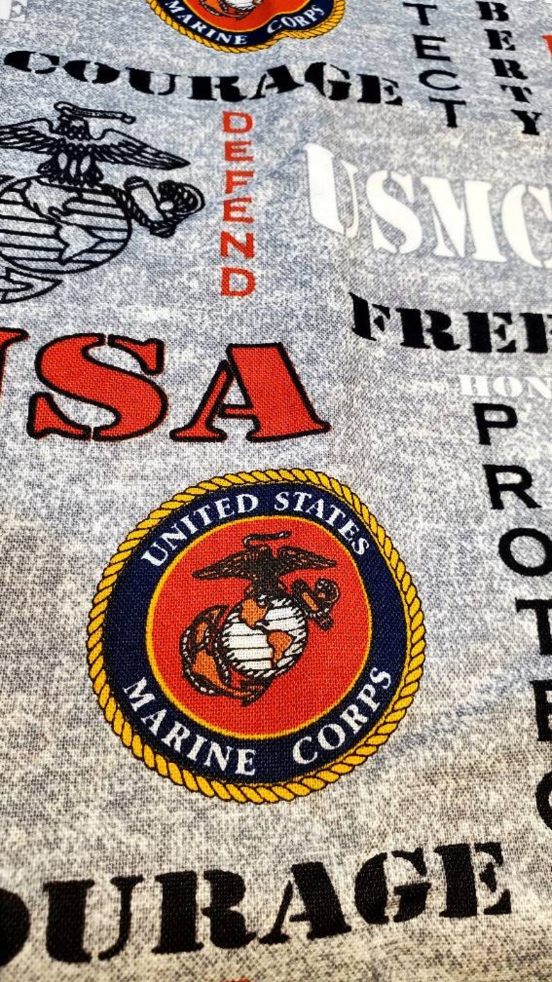 US Marines Military Branch Fabric USMC Fabric Yardage Sykel Enterprises ...