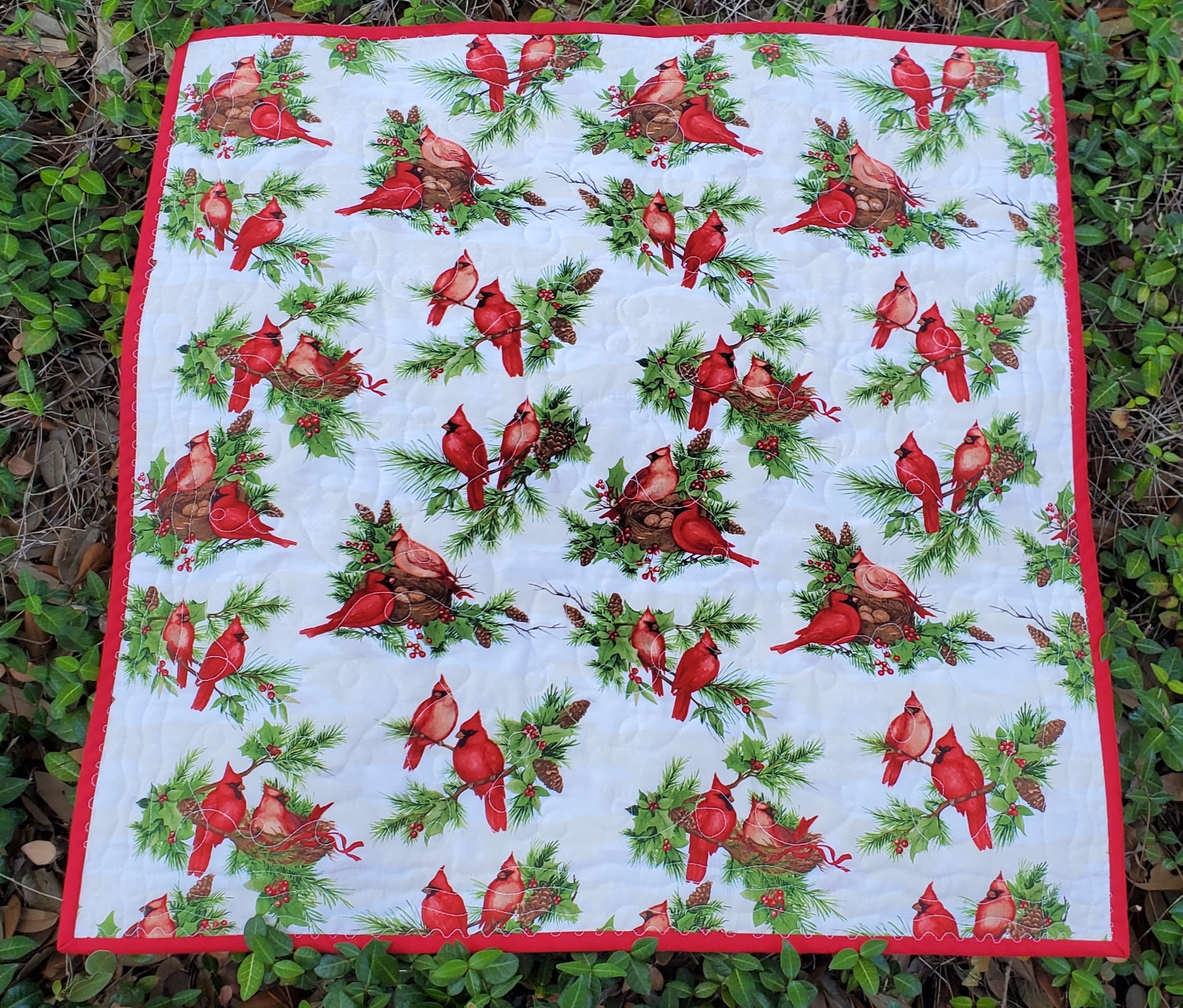 Vintage Inspired Kitchen Table Topper Reversible Redbird Cardinal ...