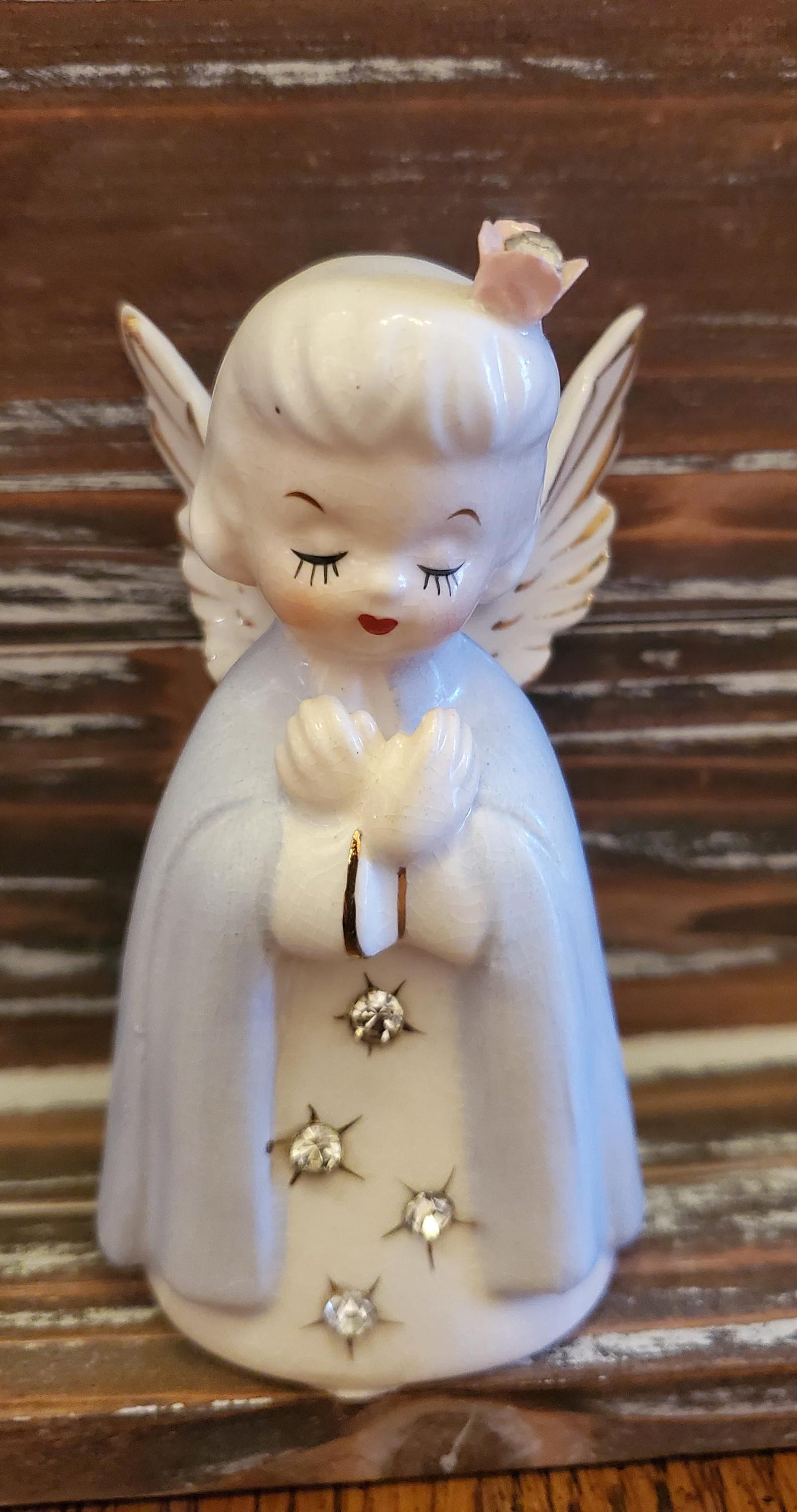 Praise God Vintage Ceramic/porcelain Angel Figurines Mid Century ...