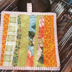 Potholders Reversible Set of Two Handmade Decorative Quilted Potholders ...