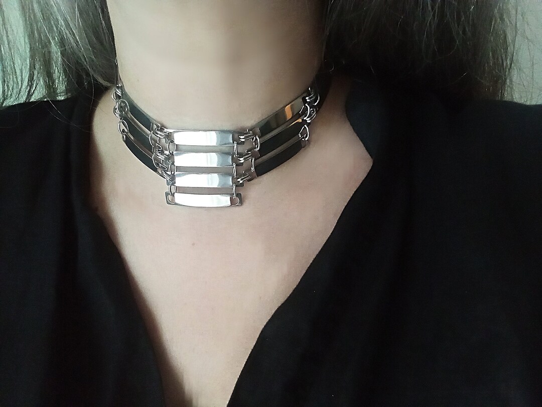 Wide Metal Choker, Edgy Necklace, Stainless Steel - Etsy