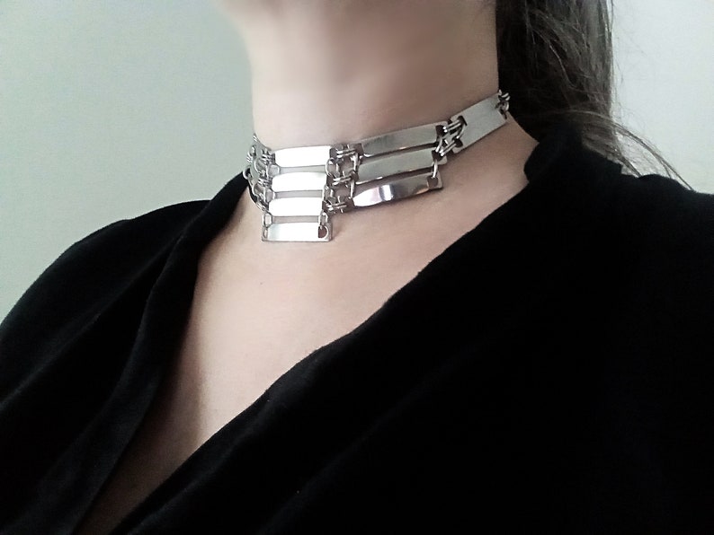Wide Metal Choker, Edgy Necklace, Stainless Steel - Etsy