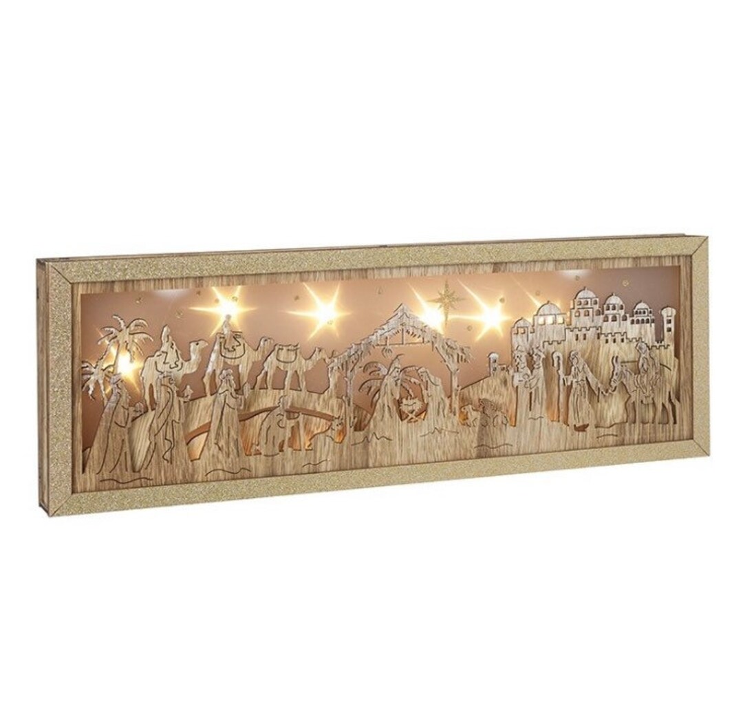 Wooden Nativity Scene Light up Christmas Decoration - Etsy