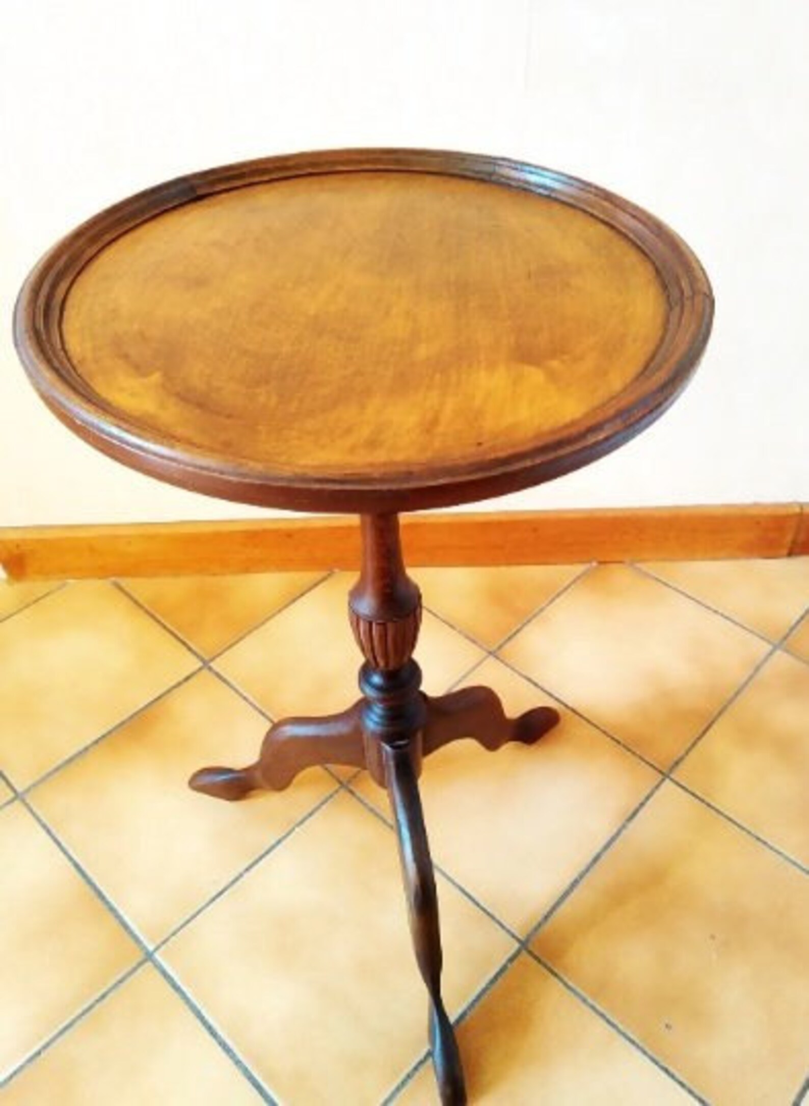 French Plant Stand Round Table Pedestal Side Table Wood Accent Table ...
