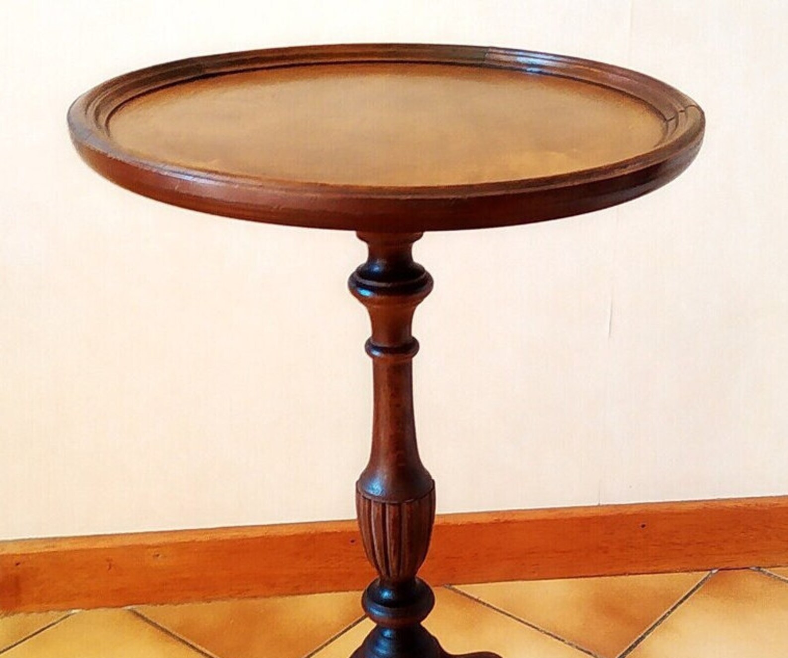 French Plant Stand Round Table Pedestal Side Table Wood Accent Table ...