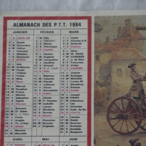 Vintage French Calendar 1984 Calendrier Almanach Christmas Gift ...