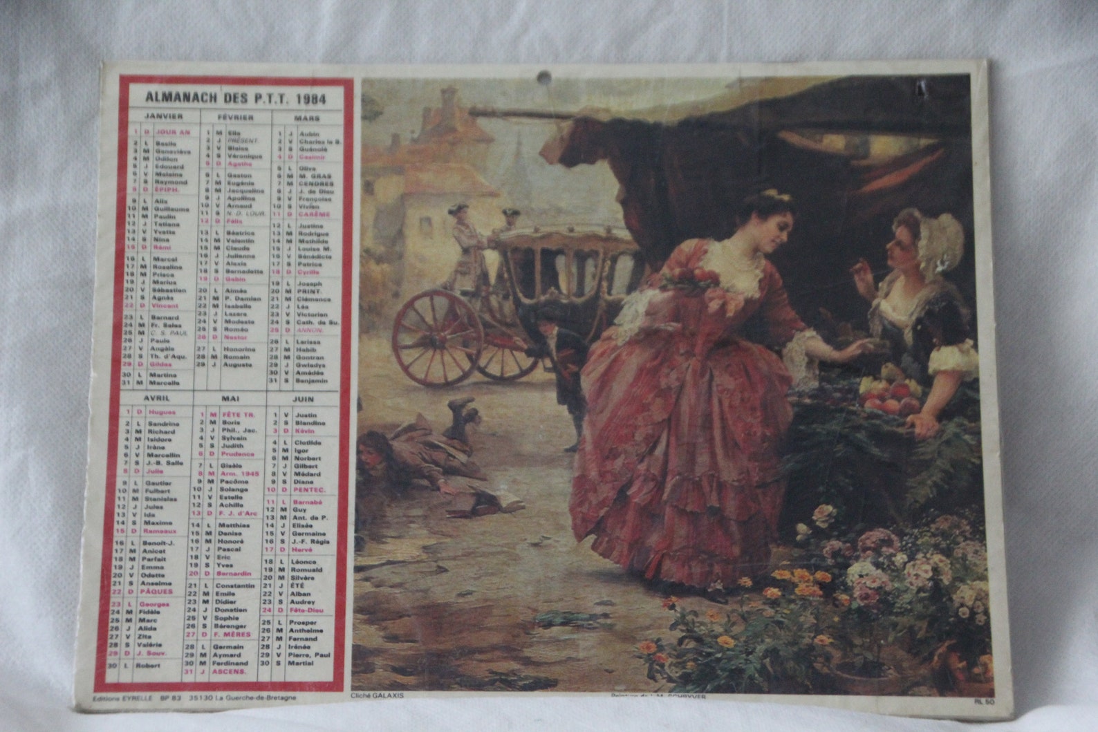 Vintage French Calendar 1984 Calendrier Almanach Christmas Gift ...
