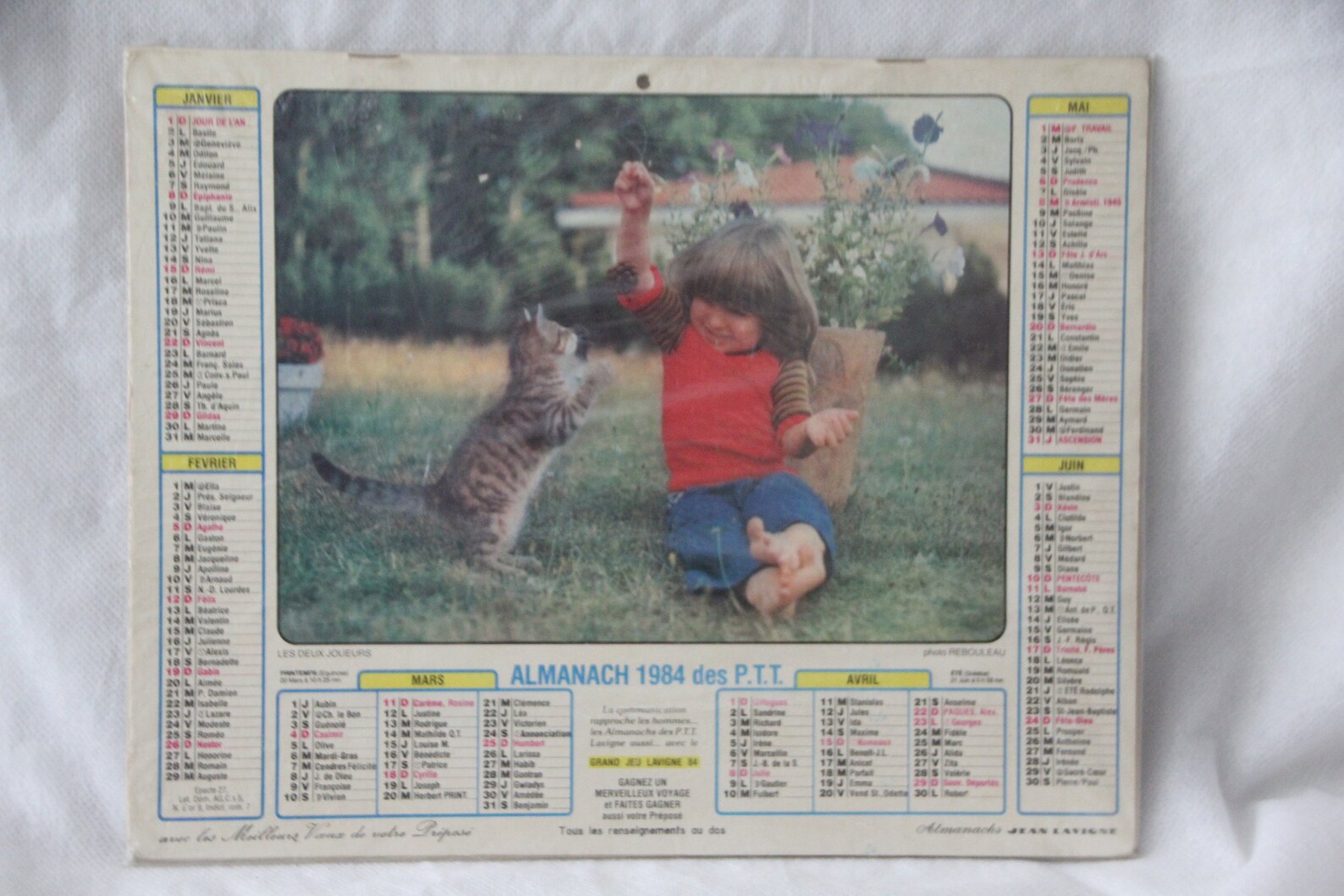 Vintage French Calendar 1984 Calendrier Almanach Christmas Gift ...
