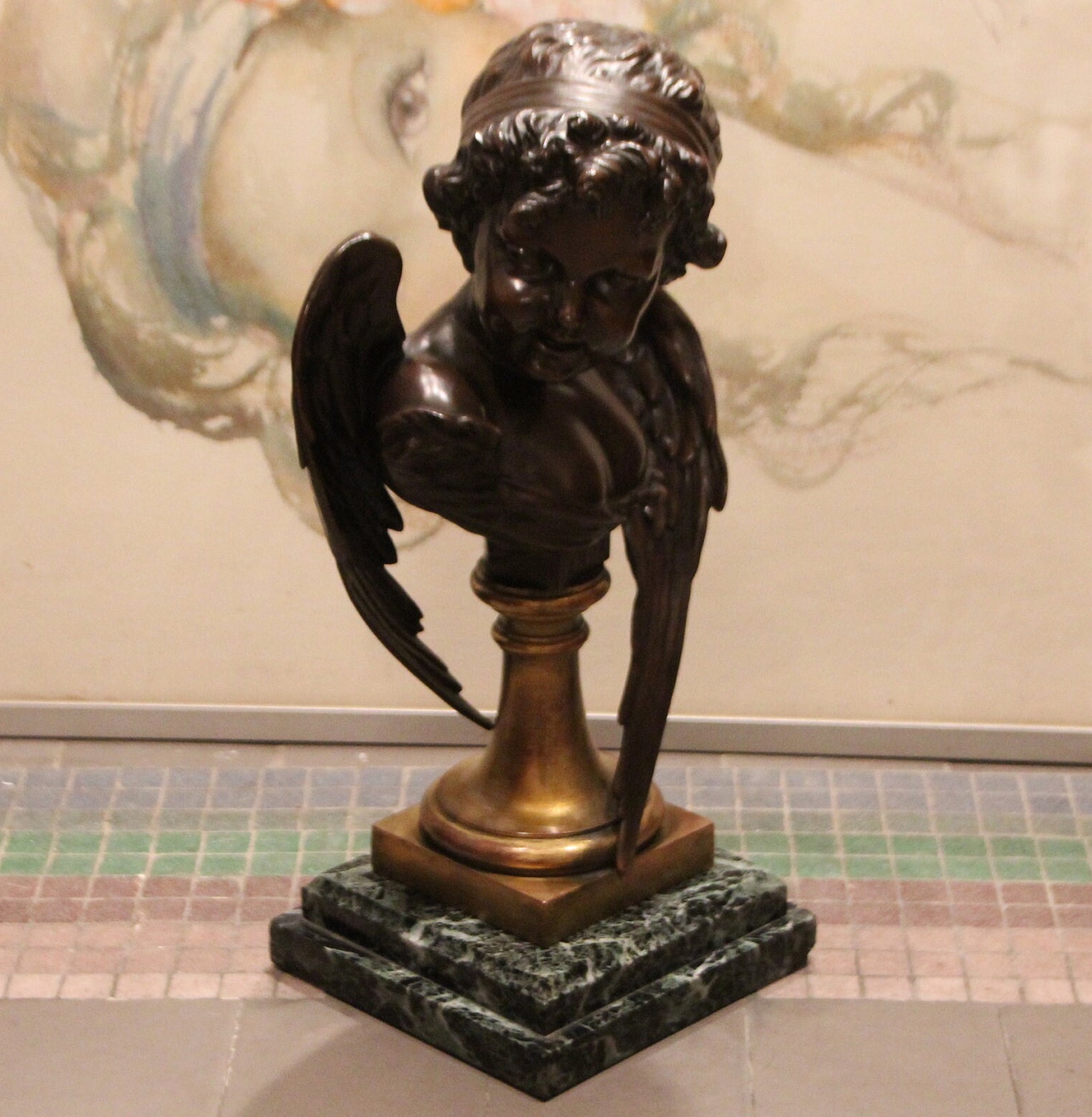 Bronze Angel Statue Angel Sculpture Bronze Angel Figurine Rococo Baroque Art Marble Base Putti ...