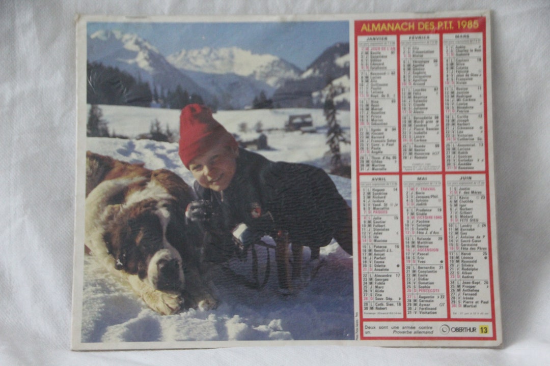 Vintage French Calendar 1985 Calendrier Almanach Christmas Gift ...
