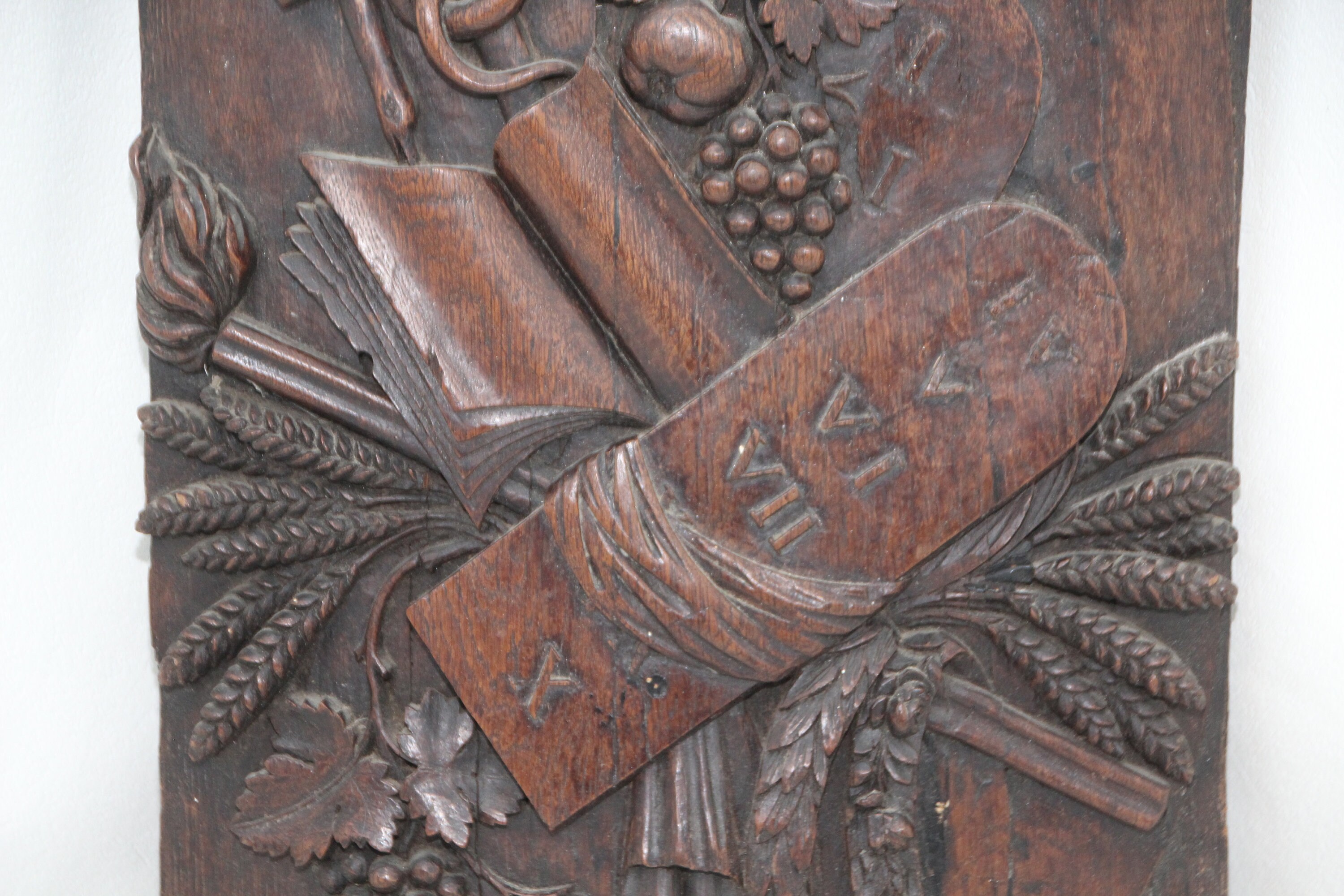 French Antique Tablets of the Law Wall Decor Carved Wood Tablets of ...
