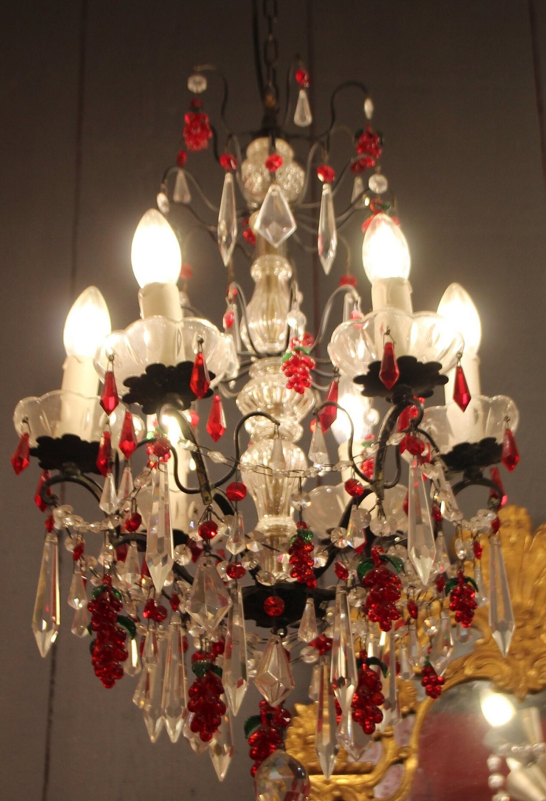 Red Fruit Grape Light Fixture Chandelier Lighting Murano Glass Ceiling ...
