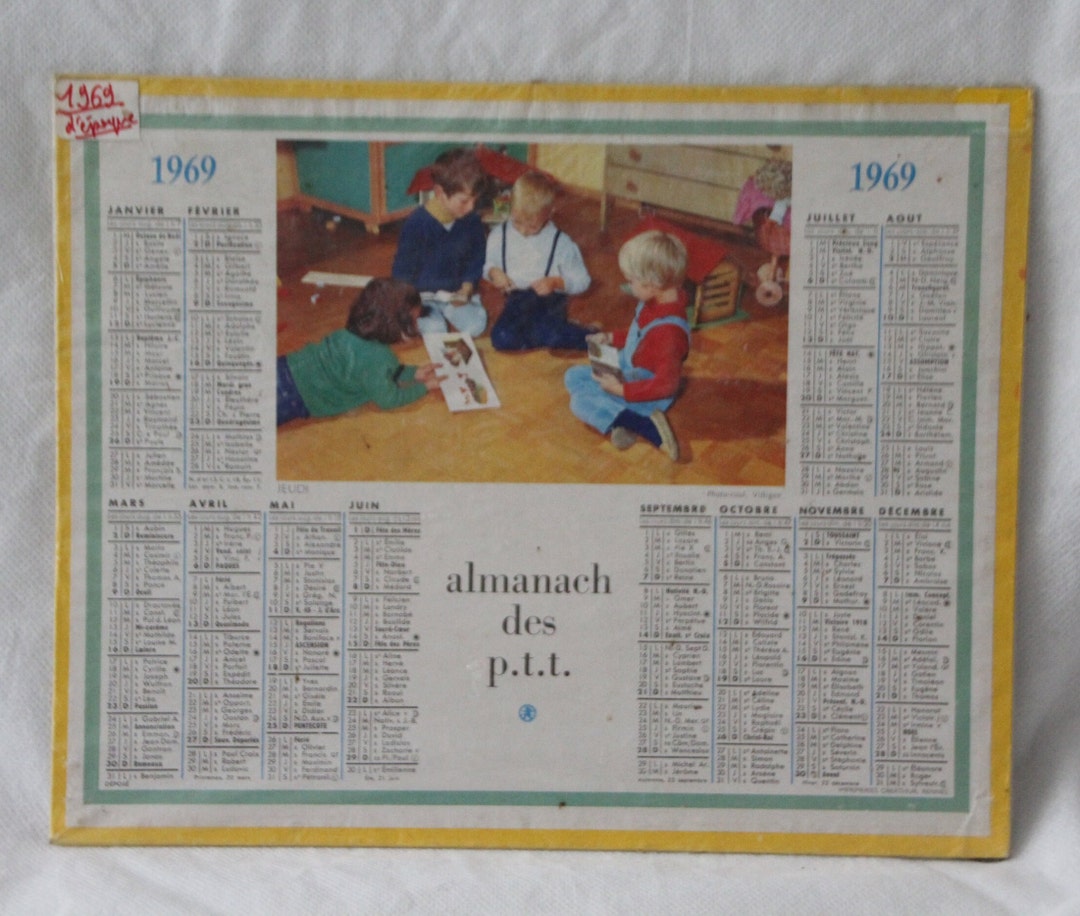 Vintage French Calendar 1969 Calendrier Almanach Christmas Gift ...