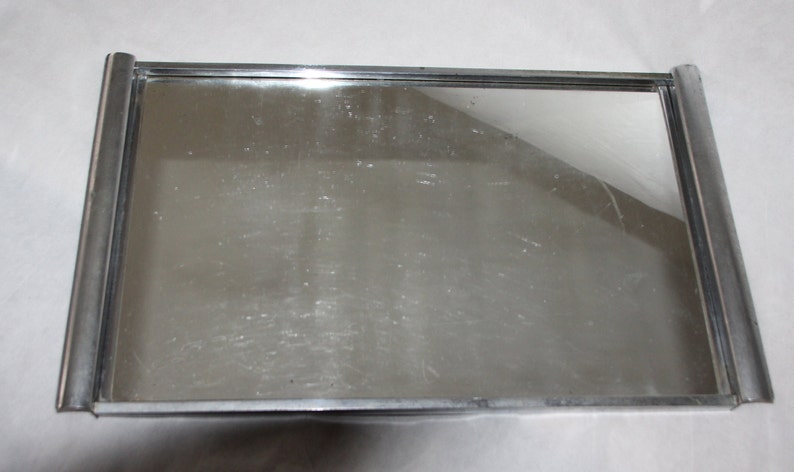 Art Deco Mirrored Serving Tray With Handles Rectangular Tray Breakfast Metal Tray Mirror Tray ...