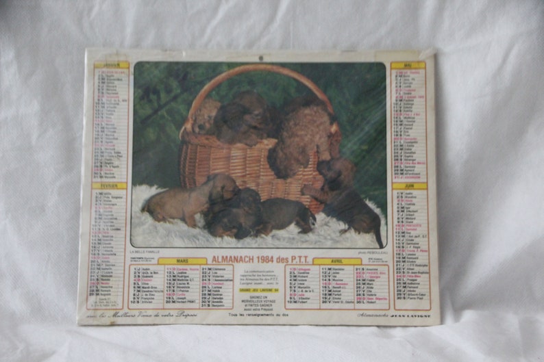 Vintage French Calendar 1984 Calendrier Almanach Christmas Gift ...
