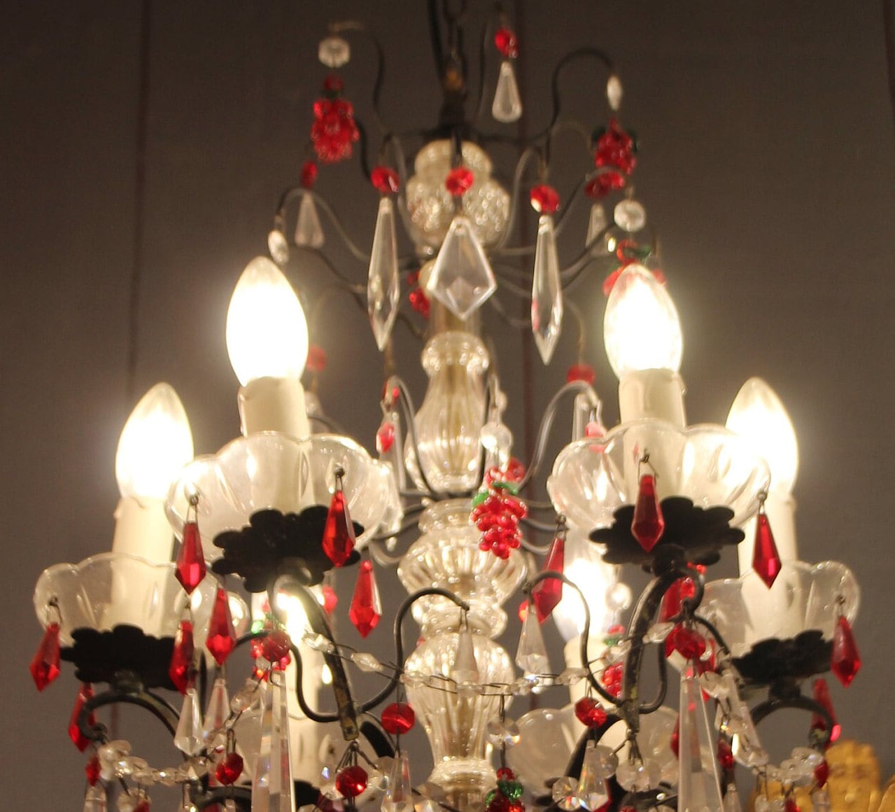 Red Fruit Chandelier Lighting Multicolor Chandelier Murano Glass Grape ...