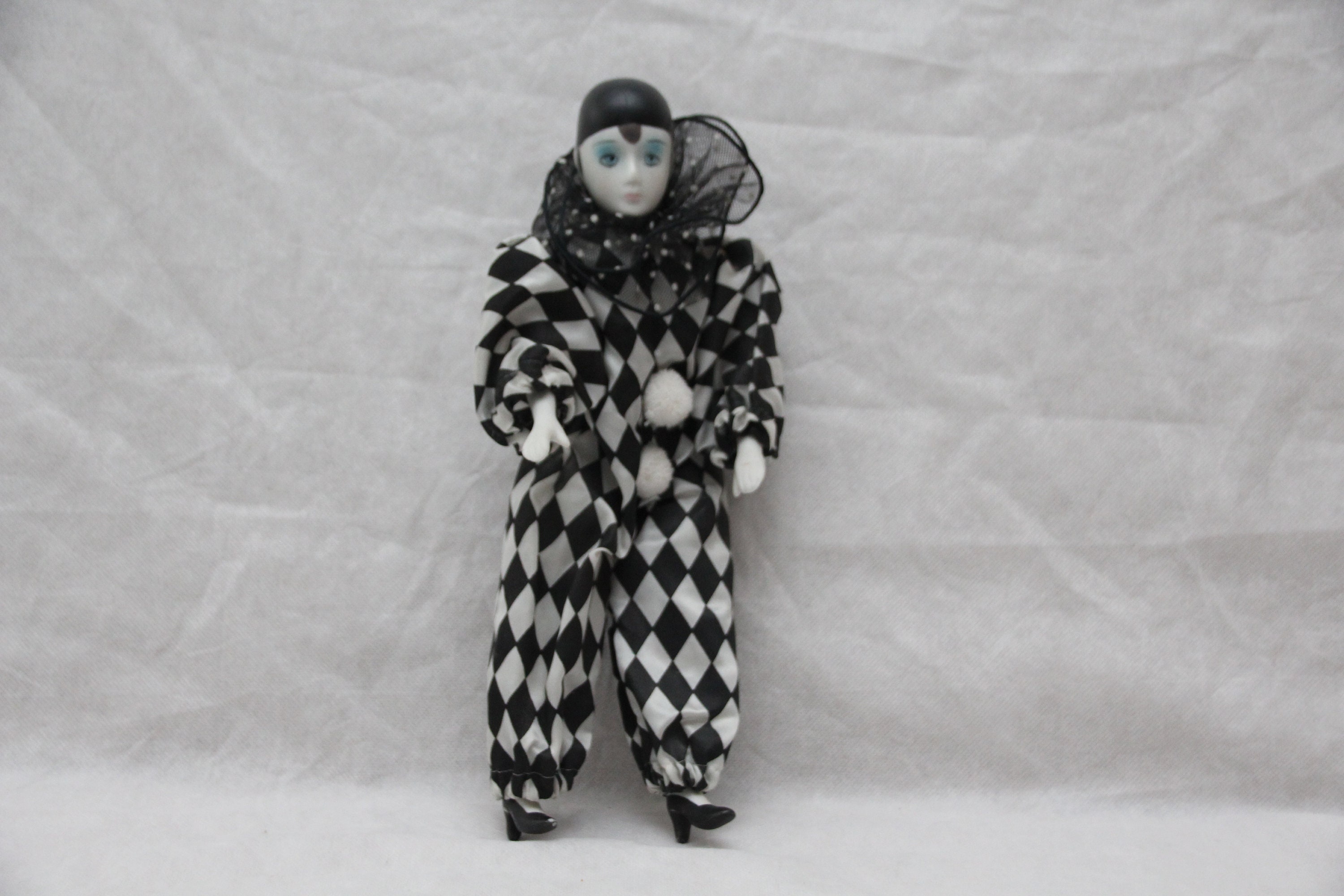 Harlequin Doll Pierrot SET OF 4 Bisque Doll Clown Porcelain Figurine ...