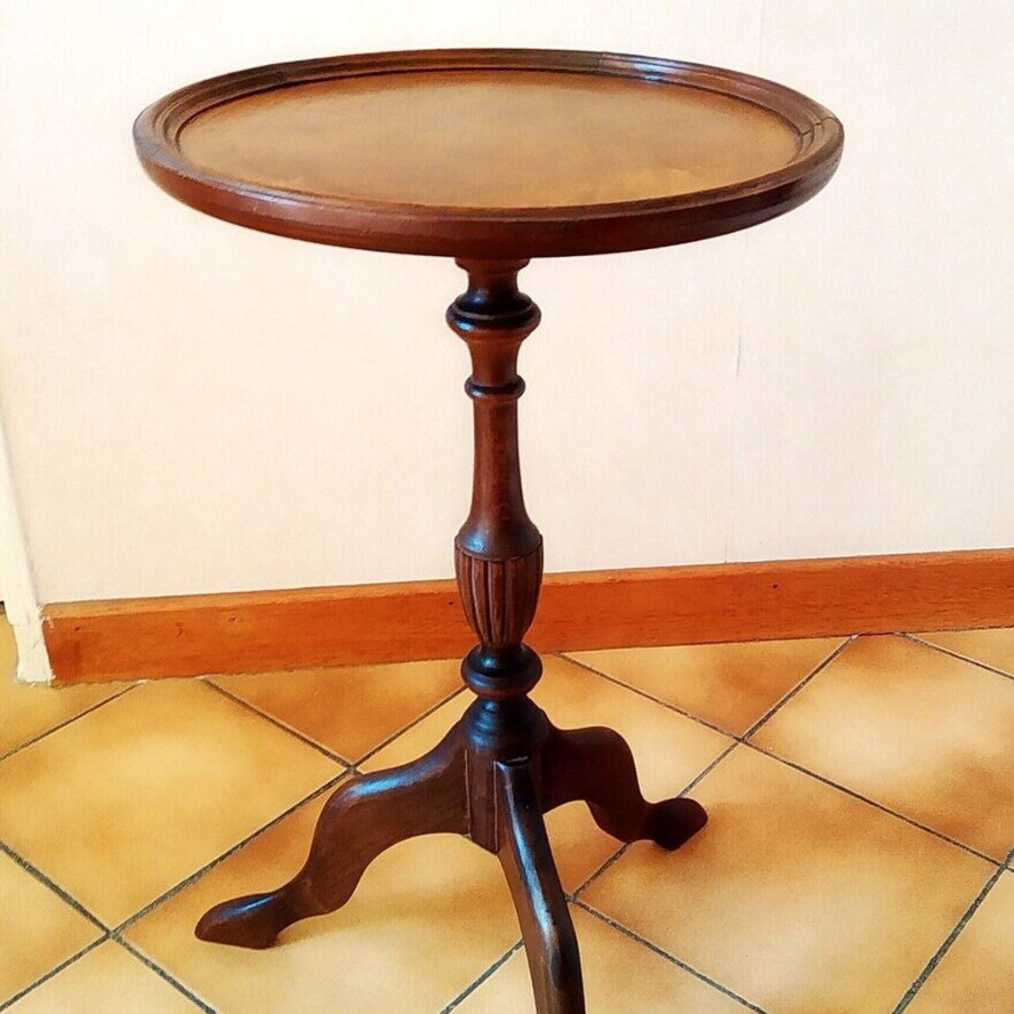 French Plant Stand Round Table Pedestal Side Table Wood Accent Table ...