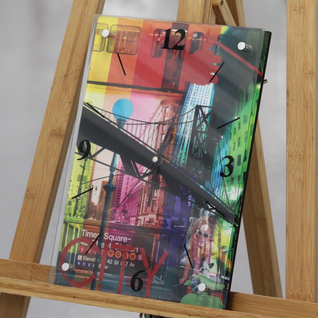 New York Decor Wall Clock Time Square Decor NYC Multicolor - Etsy